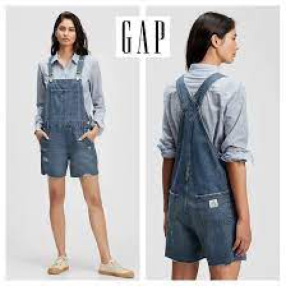Gap Industrial Denim Short Overalls Extra Small - Gem